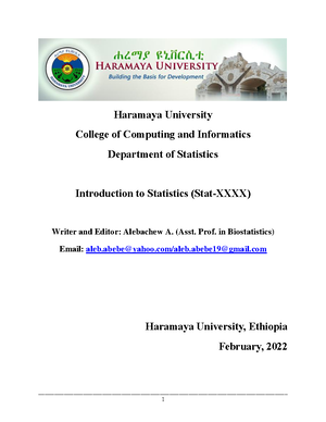 Introduction to Probability Handout - HARAMAYA UNIVERSITY COLLEGE OF COMPUTING AND INFORMATICS ...