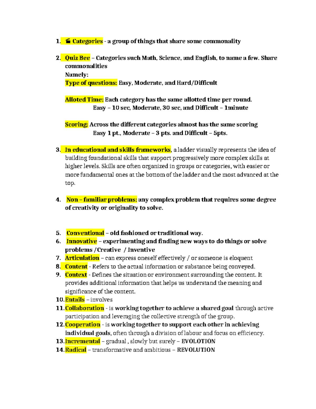 Educational and Skills Frameworks: Key Concepts and Definitions - Studocu