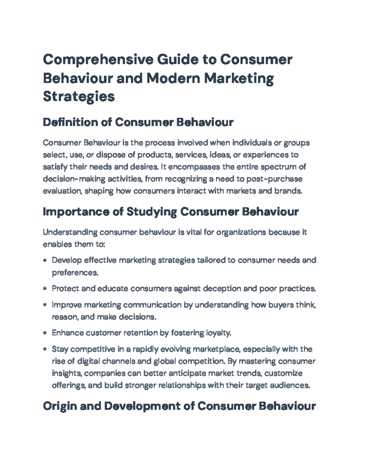 Comprehensive Guide to Consumer Behaviour & Marketing Strategies (MKT ...
