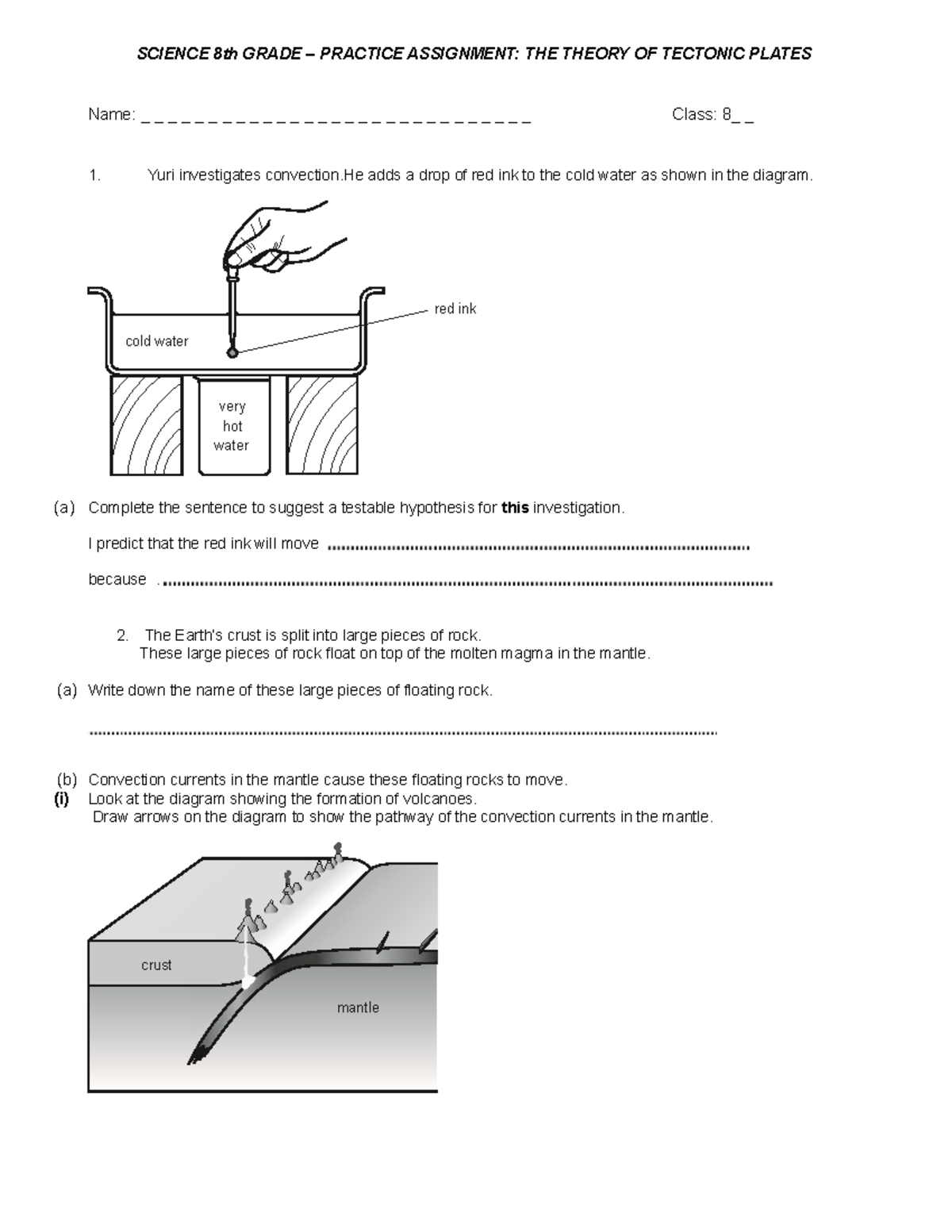 SCIENCE 8TH GRADE PRACTICE ASSIGNMENT: TECTONIC PLATES - Studocu