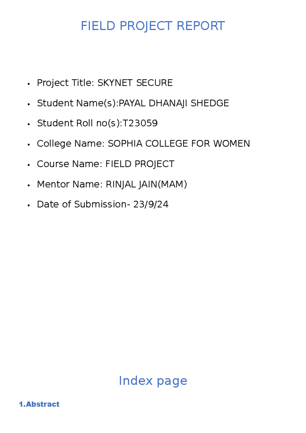 FIELD PROJECT REPORT: Ethical Hacking for Cybersecurity (T23059) - Studocu