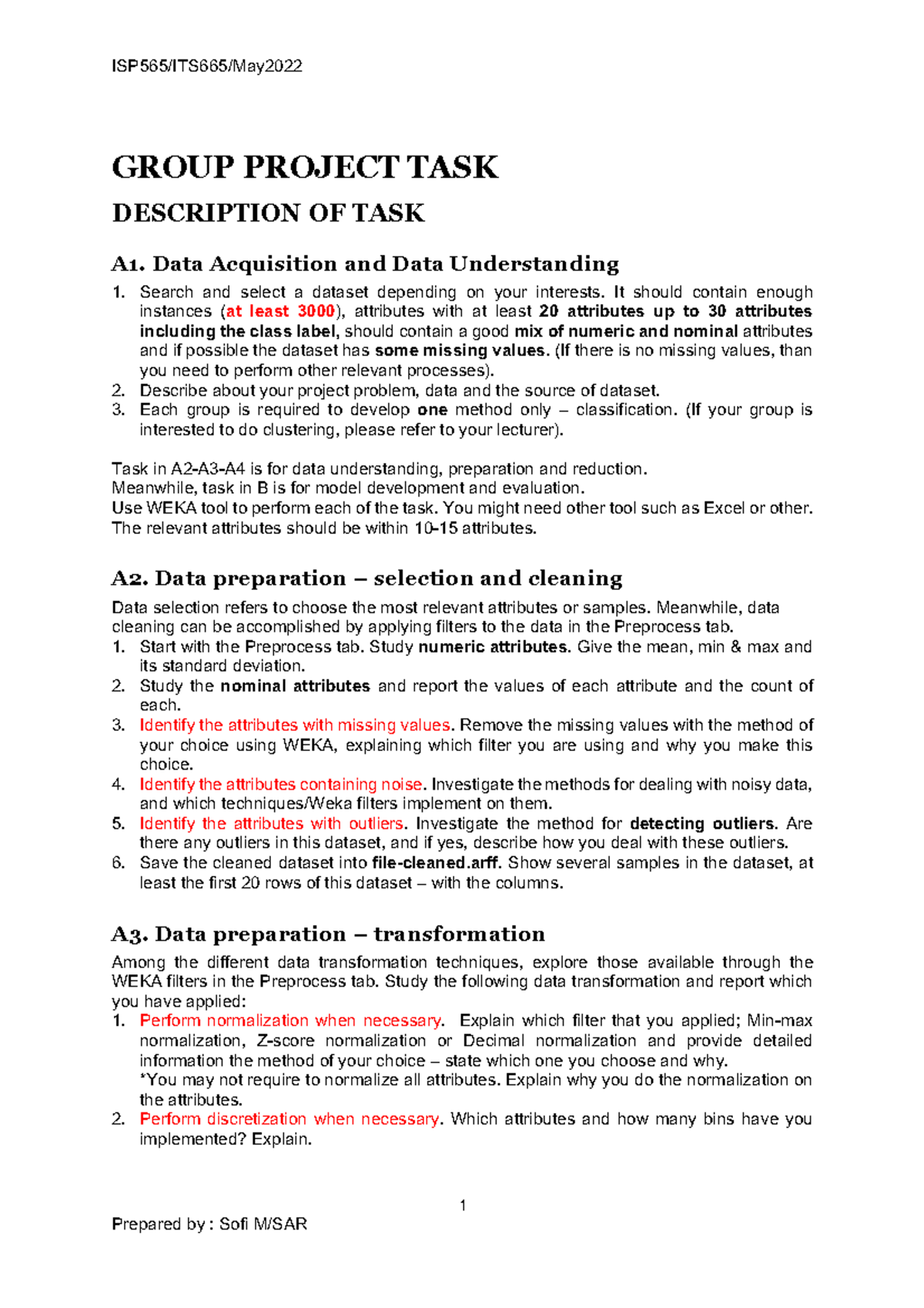 ITS665 ISP565 Group Project - Data Mining Methodology Overview - Studocu