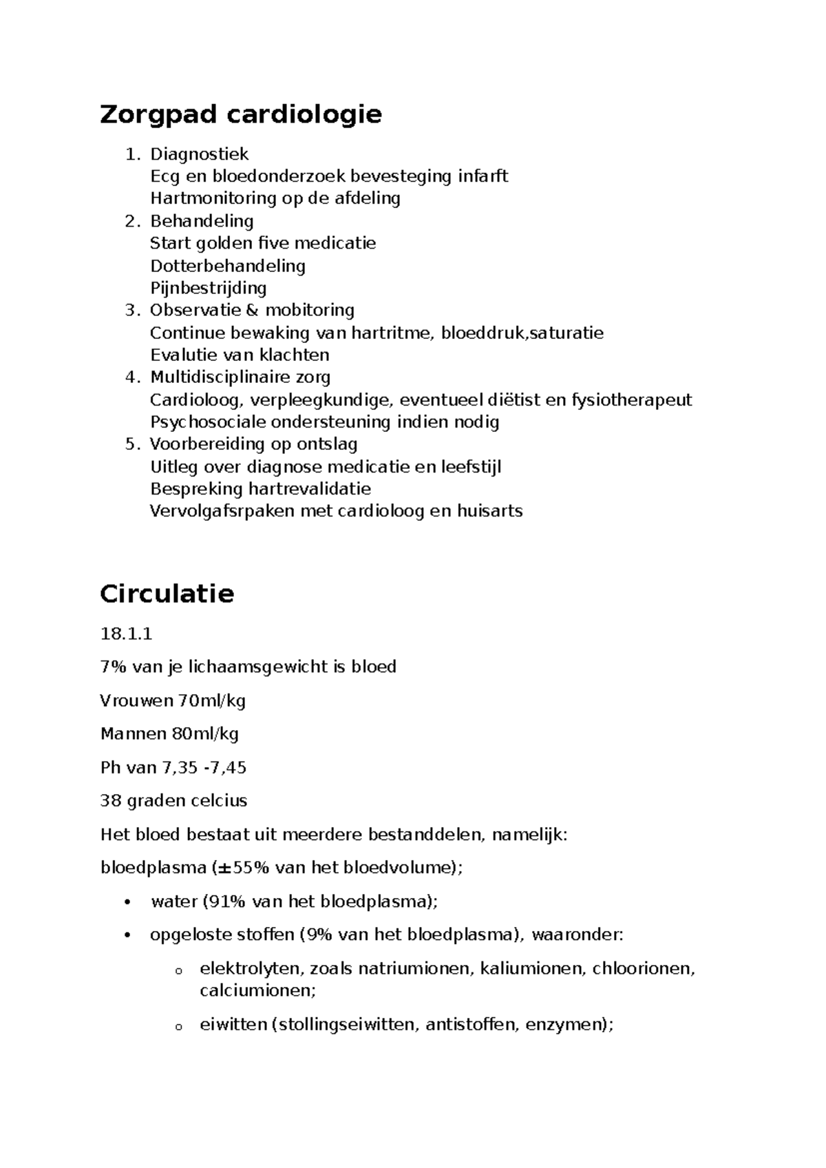 Zorgpad Cardiologie: Diagnostiek, Behandeling en Observatie - Studeersnel