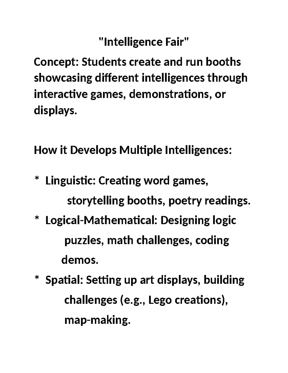 GE 1 - Intelligence Fair: Showcasing Multiple Intelligences Through ...