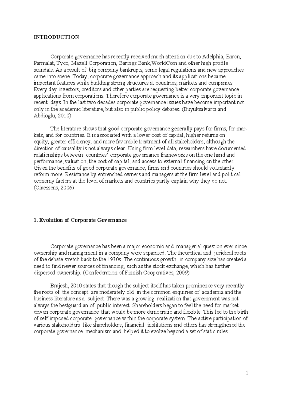 Corporate Governance Overview: Key Concepts and Evolution - Studocu