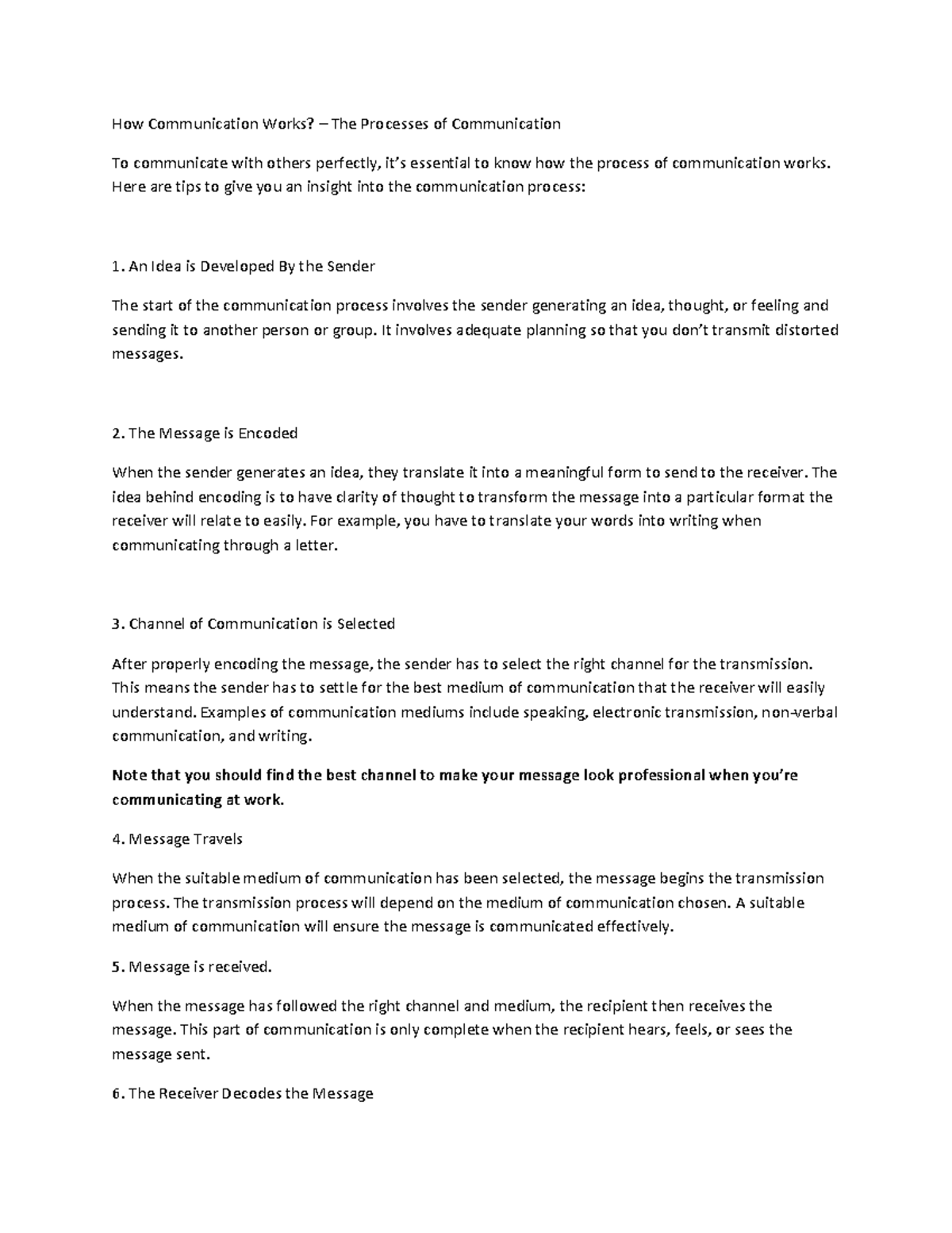 Understanding the Communication Process: Key Insights and Tips - Studocu