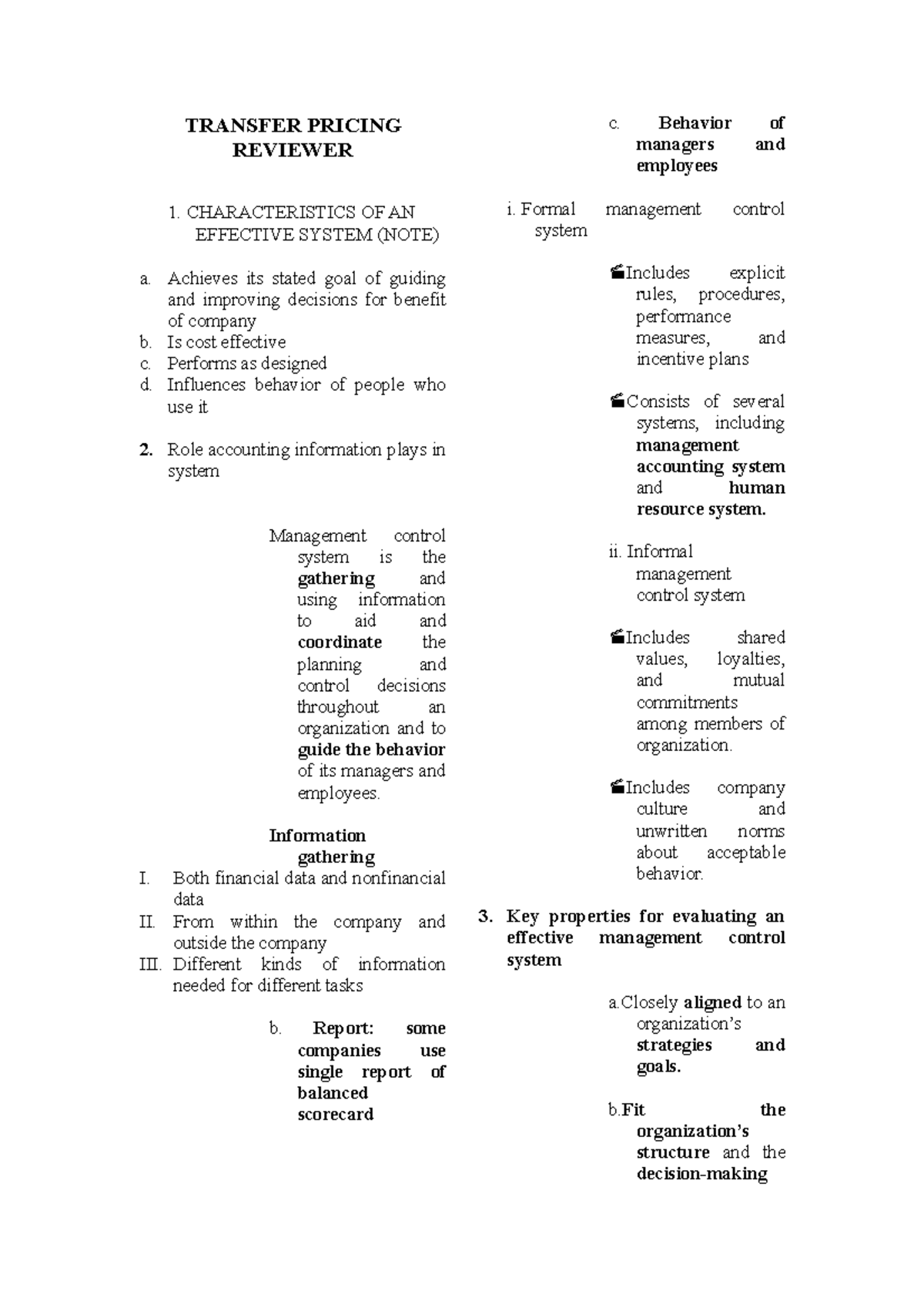 Transfer Pricing System Overview: Characteristics & Effects - Studocu