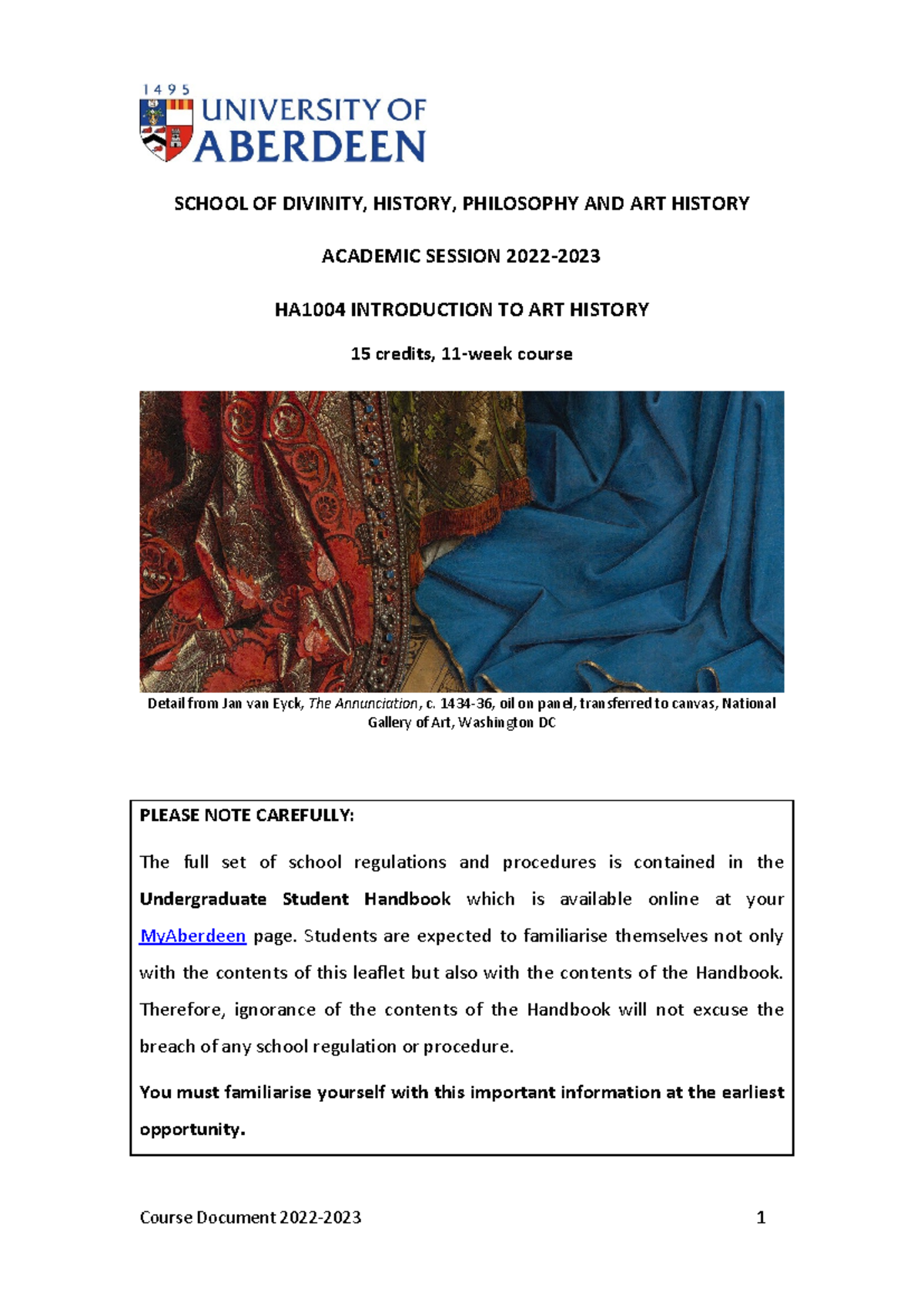 Course Guide - Introduction to Art History - SCHOOL OF DIVINITY ...