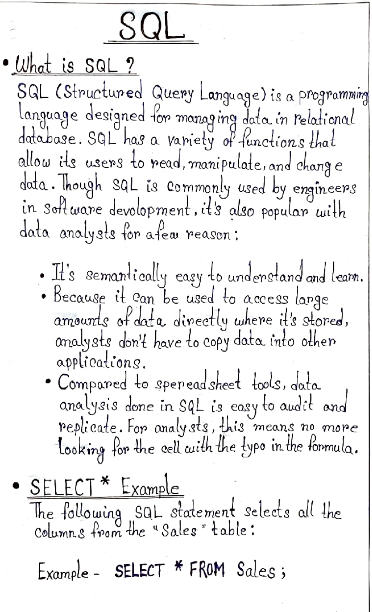 SQL Handwritten Notes: Understanding SQL Basics and Functions - Studocu