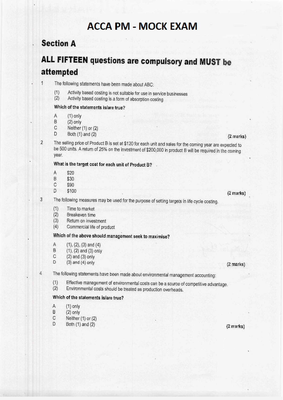 PM - Final Mock Exam Study Guide - Studocu
