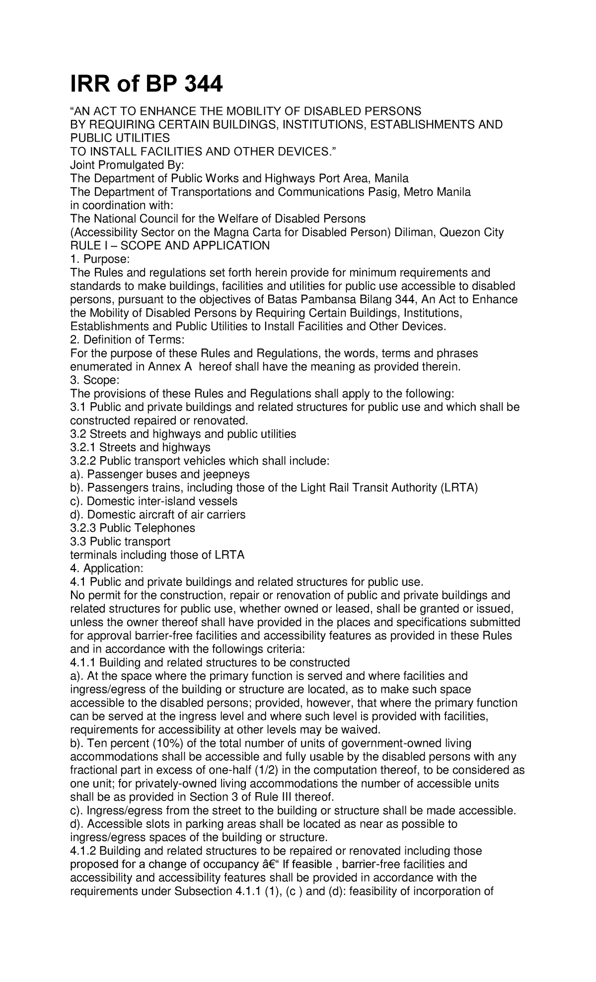 BP344 IRR Accessibility Standards: Enhancing Mobility for Disabled ...