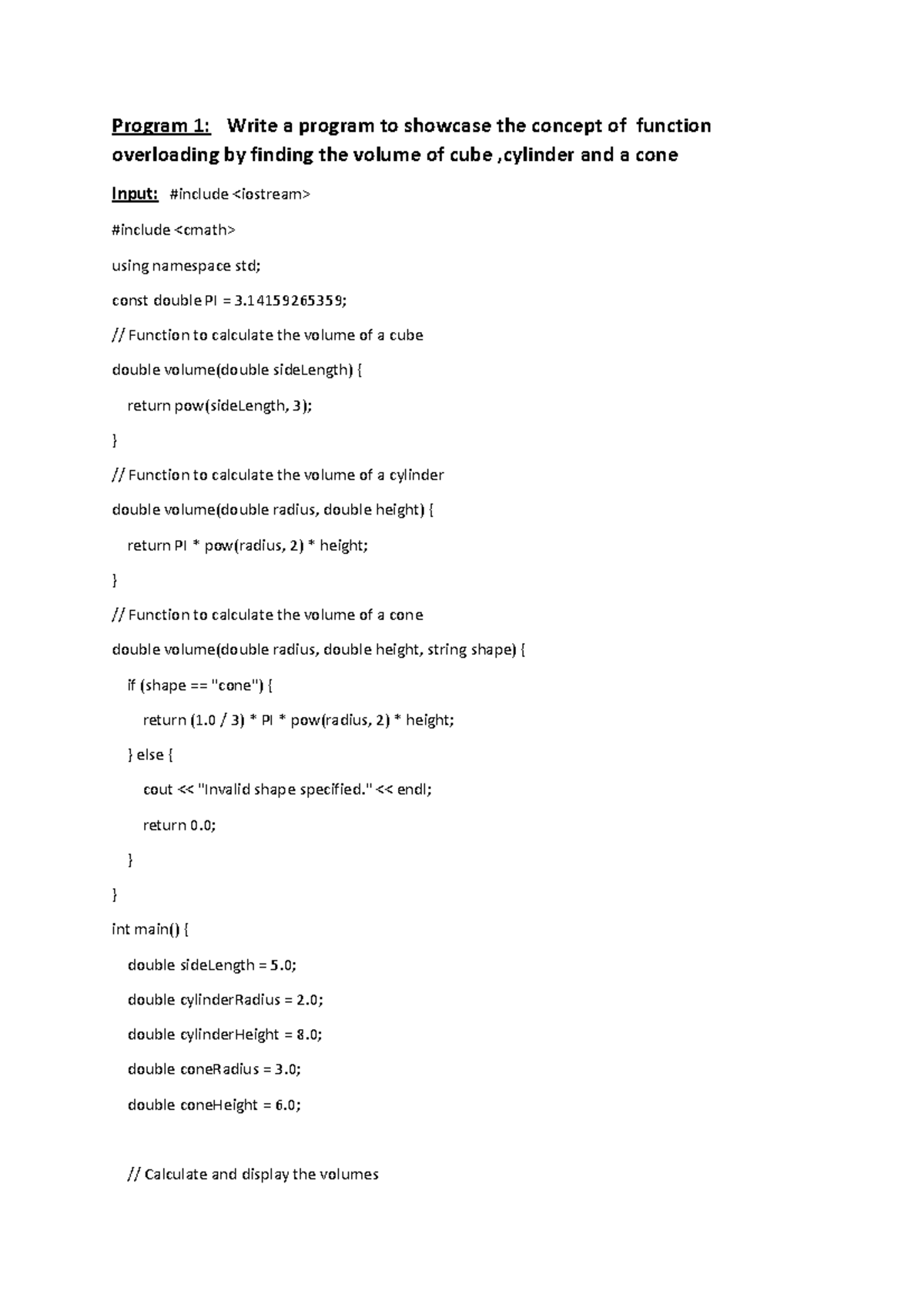 CSE101 C++ Practical File: Volume, Scope & Control Structures - Studocu