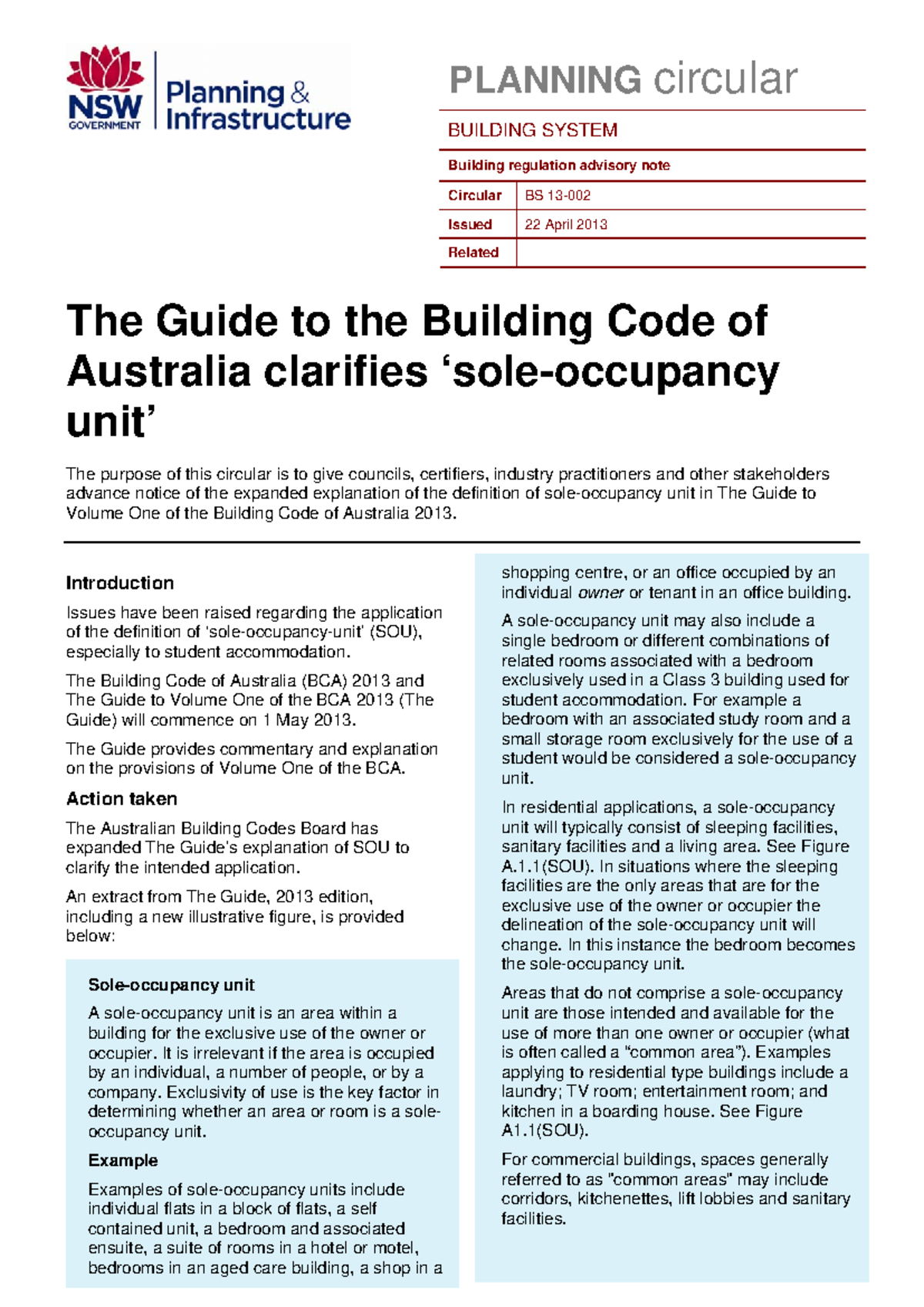 SOU Guide to Understanding Sole-Occupancy Units in BCA 2013 - Studocu