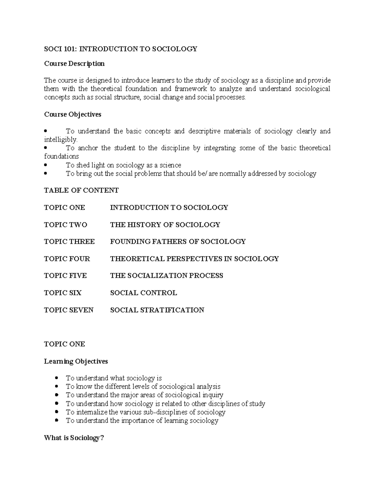 SOCI 101: Intro to Sociology - Lesson 1 Overview - Studocu