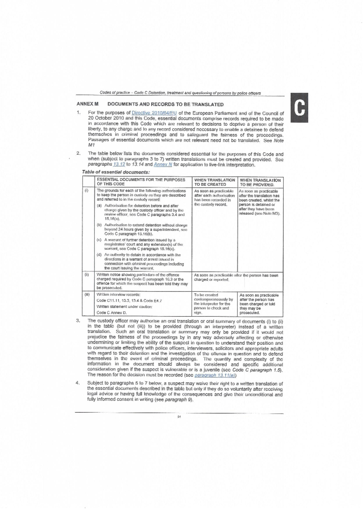 Pace C Annex M: Essential Documents & Translation Guidelines - Studocu