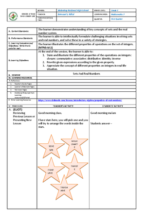 Lesson Plan I: News Report, Panel Discussion & Speeches (ENG 10) - Studocu