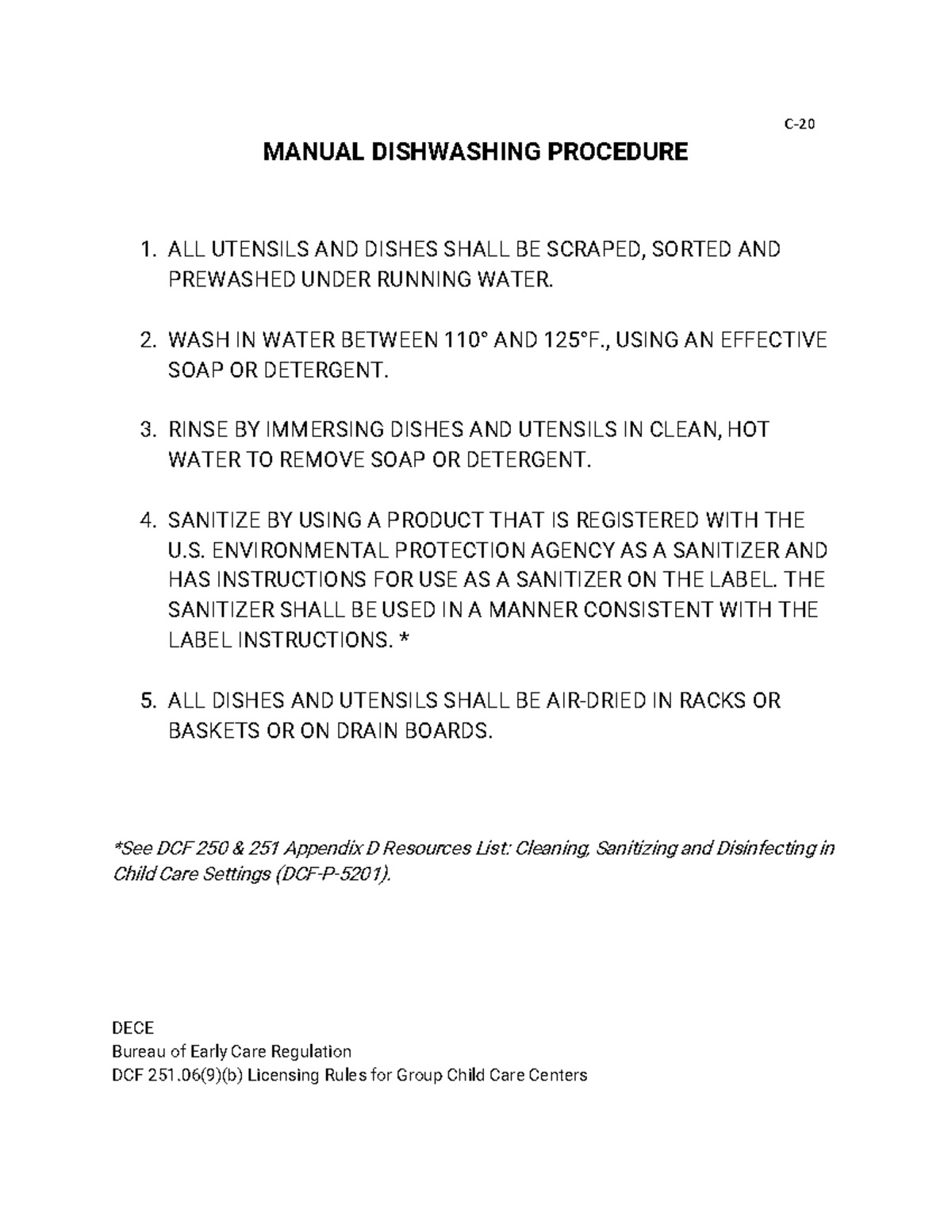 Manual-dishwashing-procedure - C- 20 MANUAL DISHWASHING PROCEDURE 1 ...