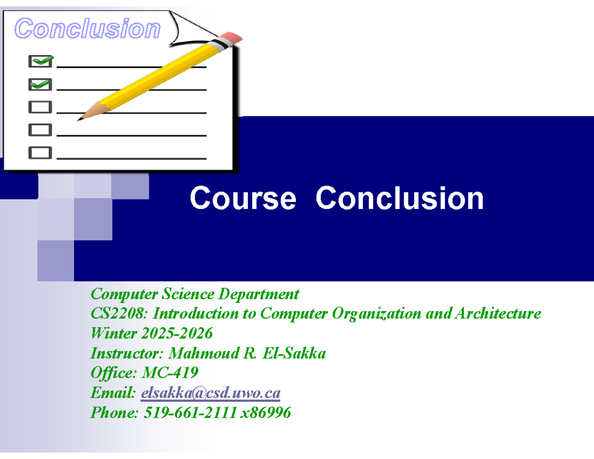 CS2208 Course Conclusion and Final Exam Guide - Studocu