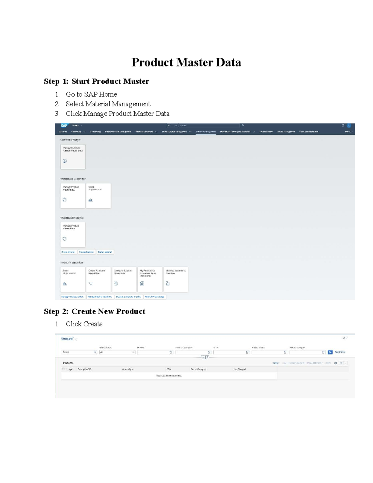 Product Master Data Creation Guide: Practical 2 Steps in SAP - Studocu