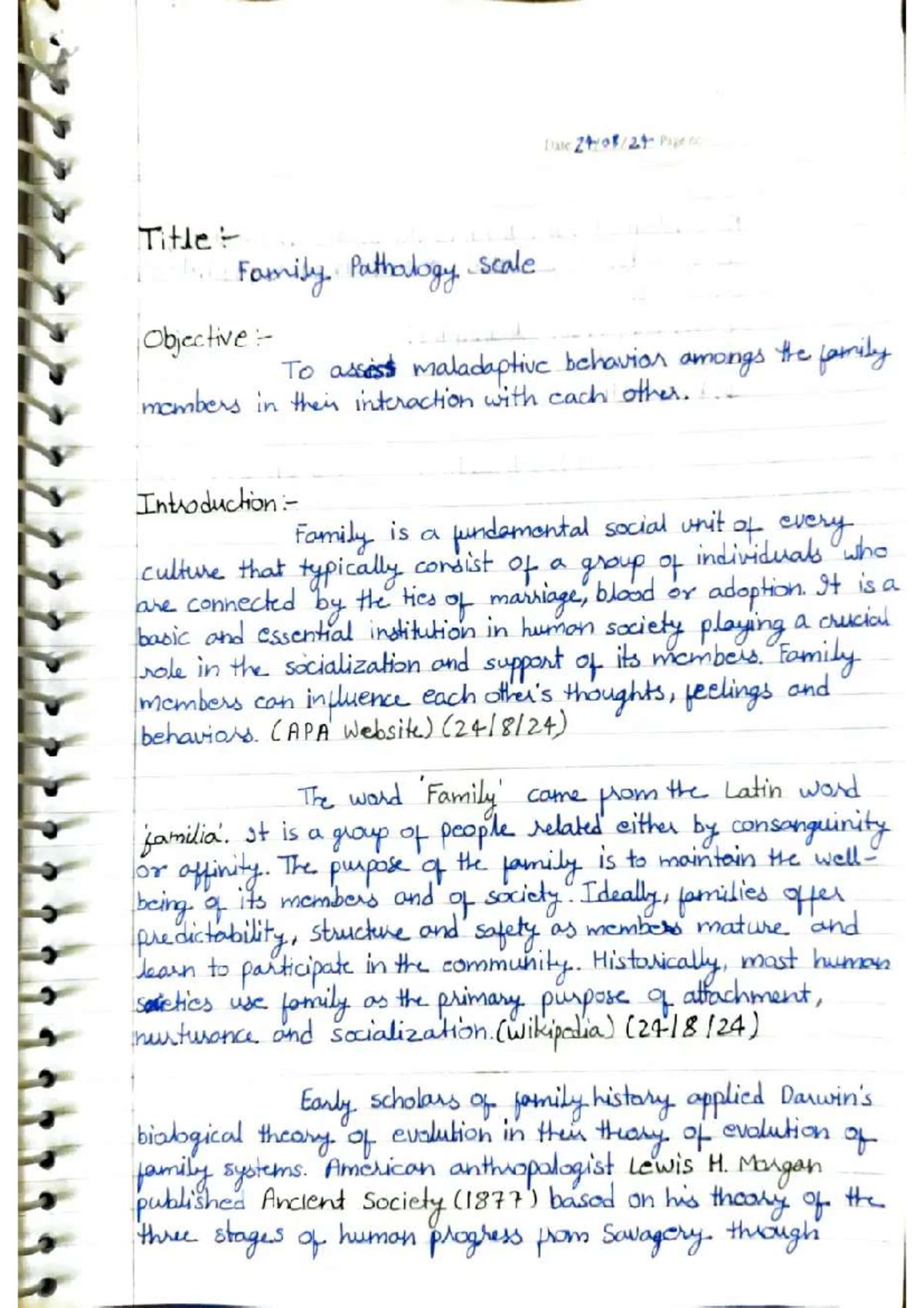 FPS-1: Family Pathology Scale Assessment and Insights - Studocu