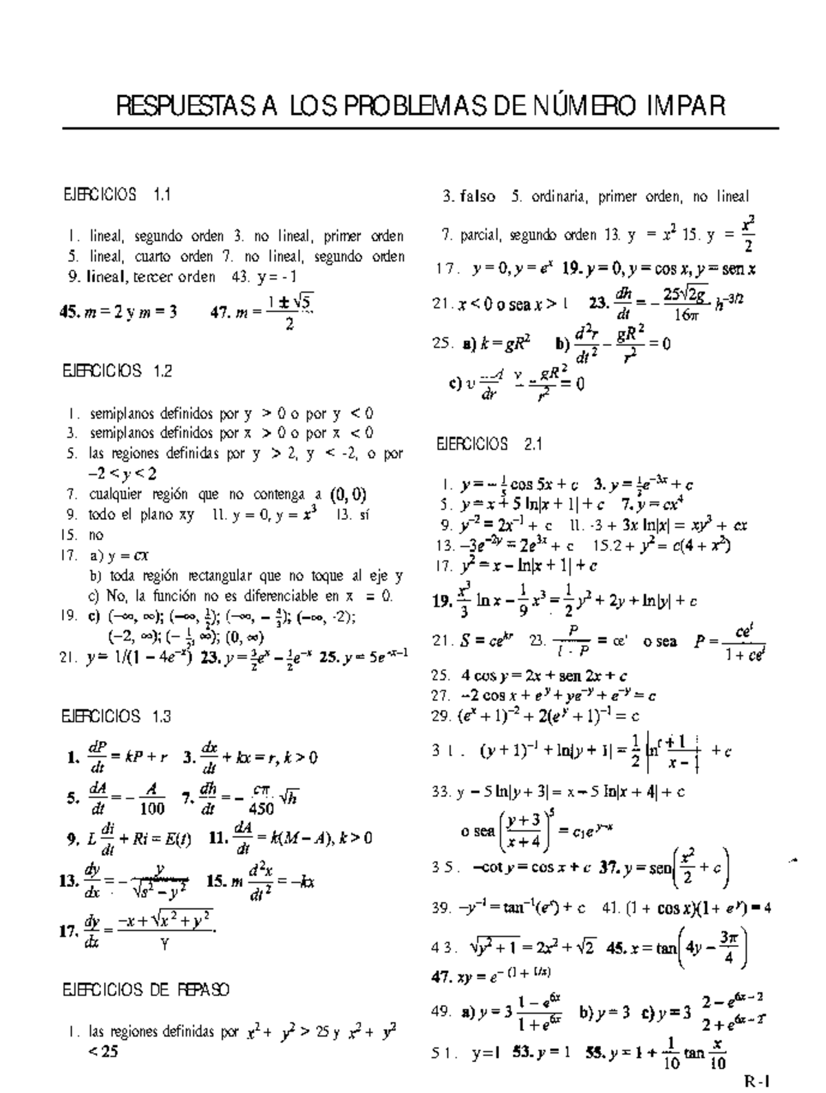 Respuestas a los Ejercicios de Problemas Impares - Cálculo Diferencial - Studocu