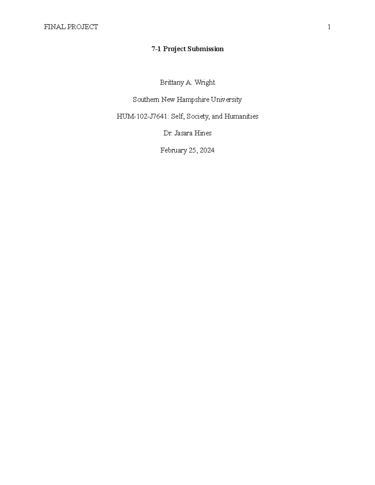 Final Project 7-1: Mental Health in Creative Works (HUM-102) - Studocu