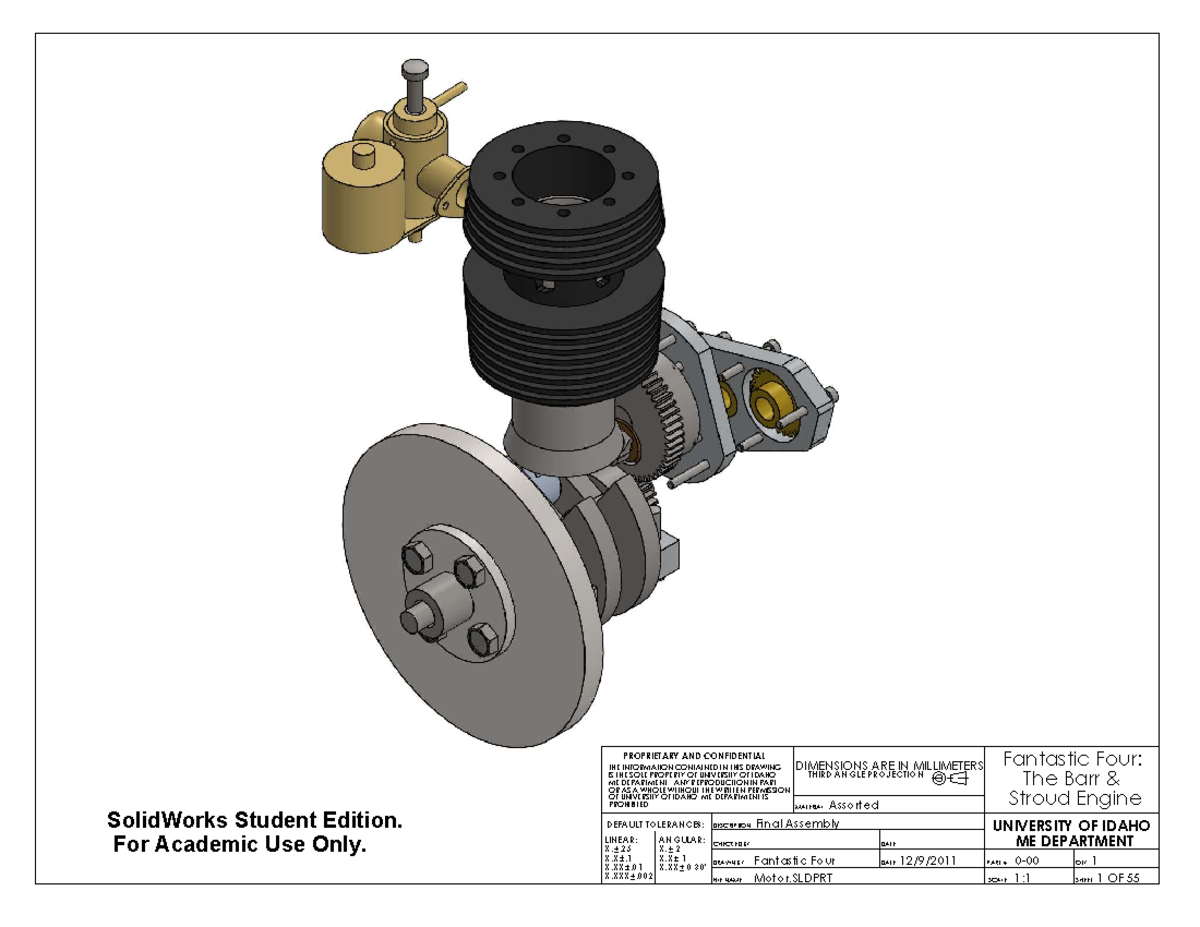 SolidWorks ME 426506001 Final Assembly Drawings: The Barr Stroud Engine ...