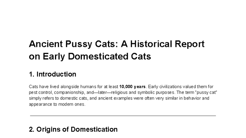 Ancient Cats: A Historical Overview of Early Domestication - Studocu