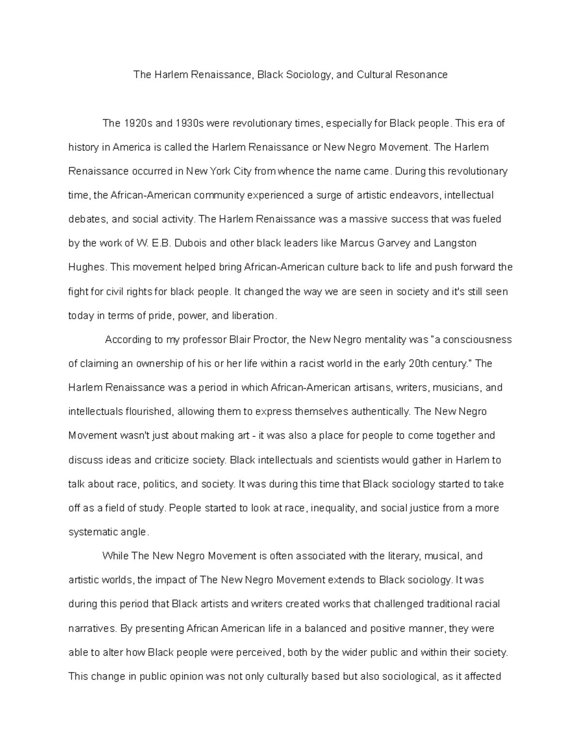 The Harlem Renaissance, Black Sociology, and Cultural Resonance - This ...