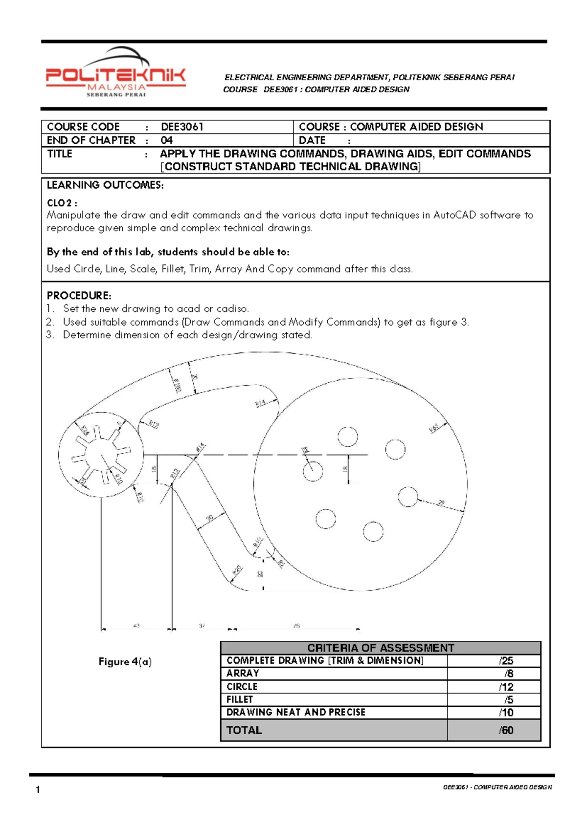 LAB 06 DEE3061 - Application of AutoCAD in Electrical Drawing - Studocu