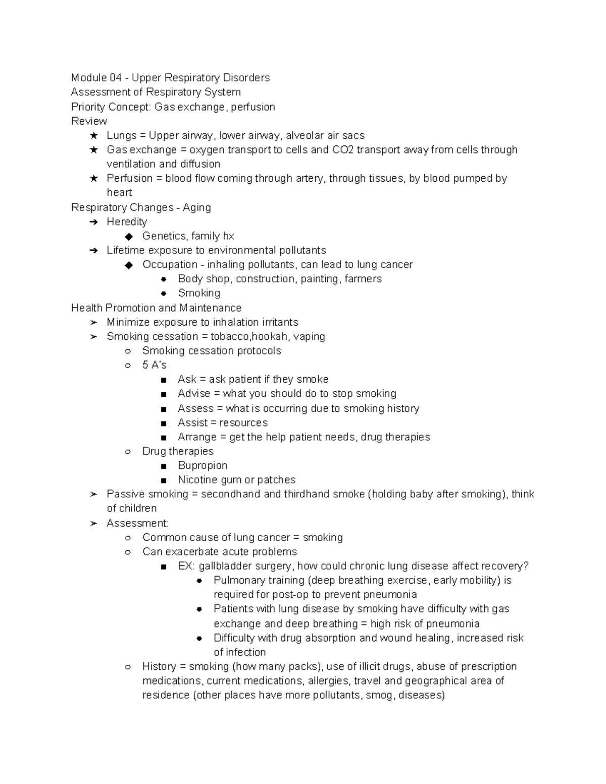 MDC 3 Exam 2 Lecture Notes on Upper Respiratory Disorders - Studocu
