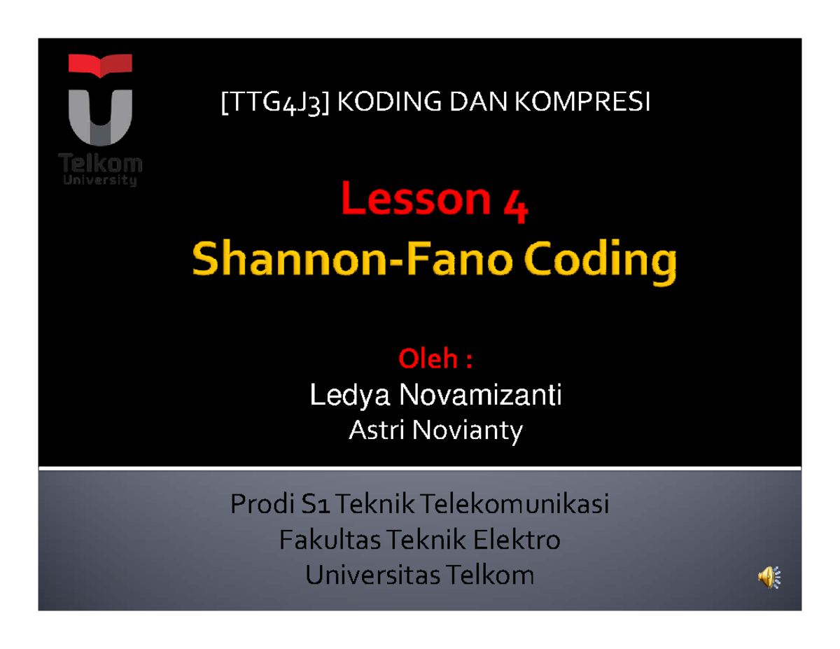 HE14 Lesson 4: Shannon-Fano Coding and Compression Techniques - Studocu