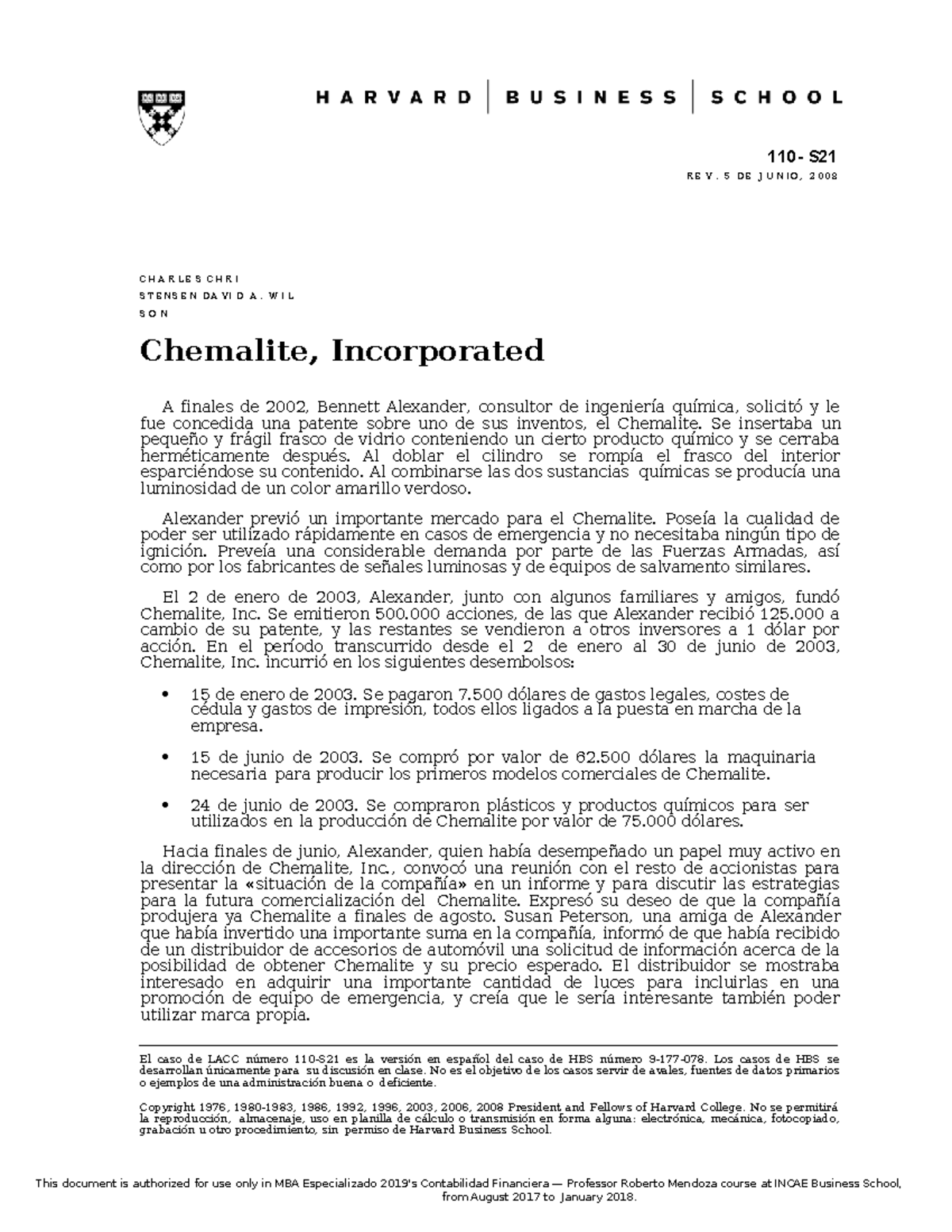 Caso de Estudio: Chemalite, Inc. - MBA Especializado Contabilidad ...