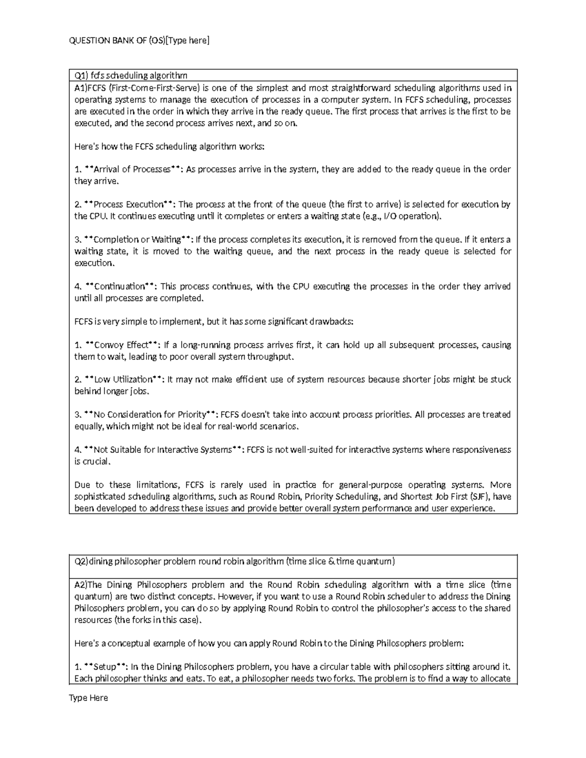 Question Bank of OS: FCFS, SJF, RR Scheduling, & System Calls Explained ...