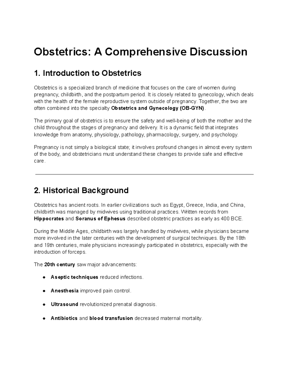 Obstetrics 101: An In-Depth Overview of Maternal Care - Studocu