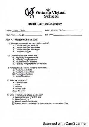 Biology - Grade: 12 - High School - Canada - Studocu