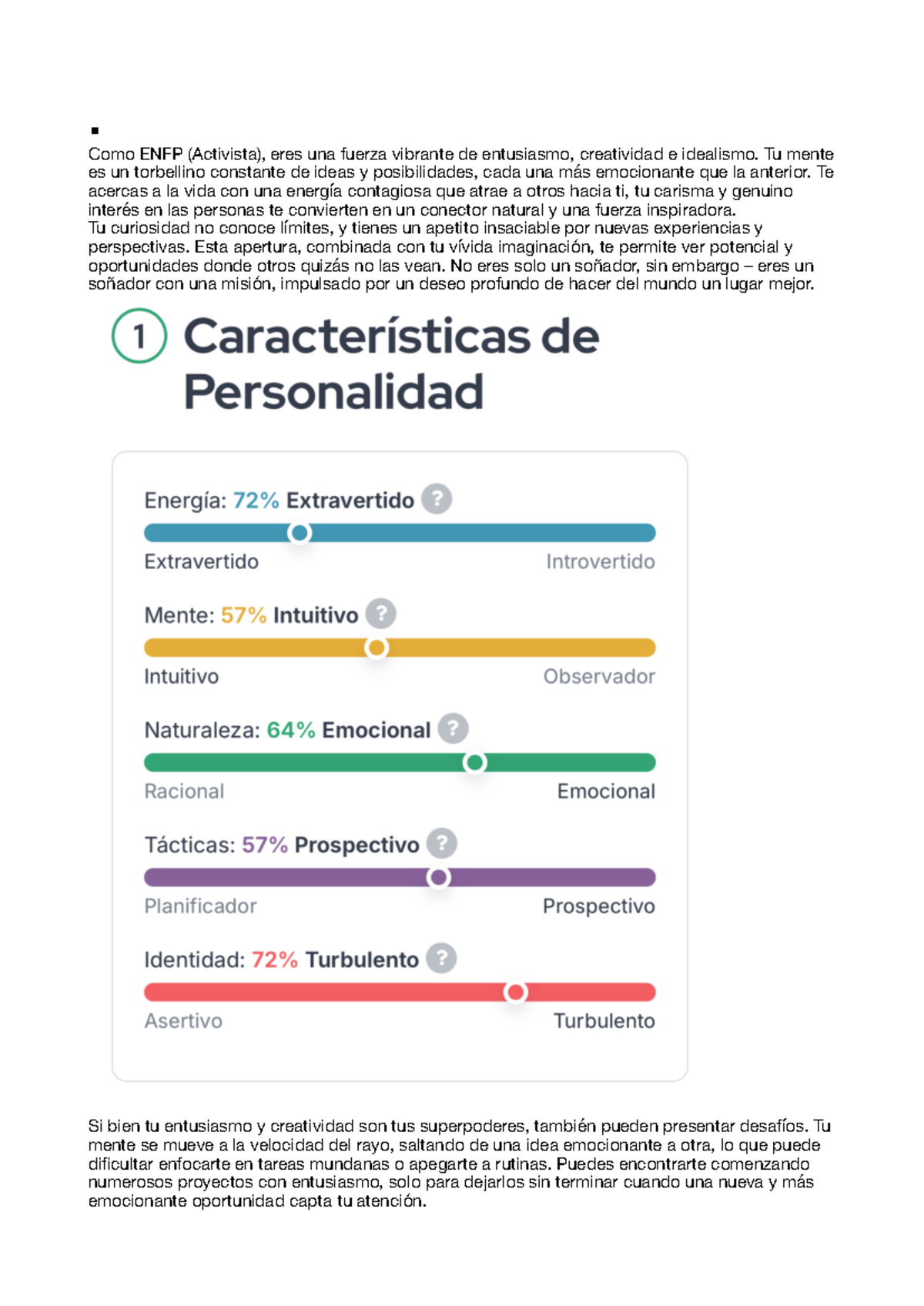 ENFP: Fortalezas y Debilidades en Relaciones y Trabajo - Studocu
