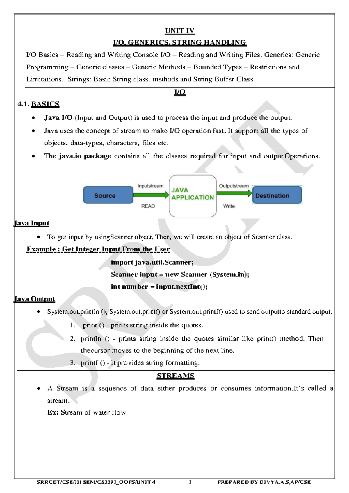 UNIT IV CS3391 OOPS: Generics and String Handling Notes - Studocu