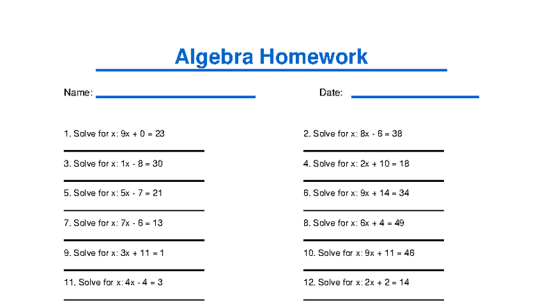 Algebra Homework (Course Code: MATH101) - Problem Set 3 - Studocu