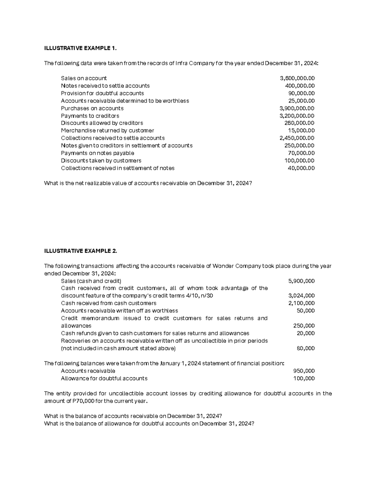 Receivables Analysis for Infra & Wonder Co. - Case Study 2024 - Studocu