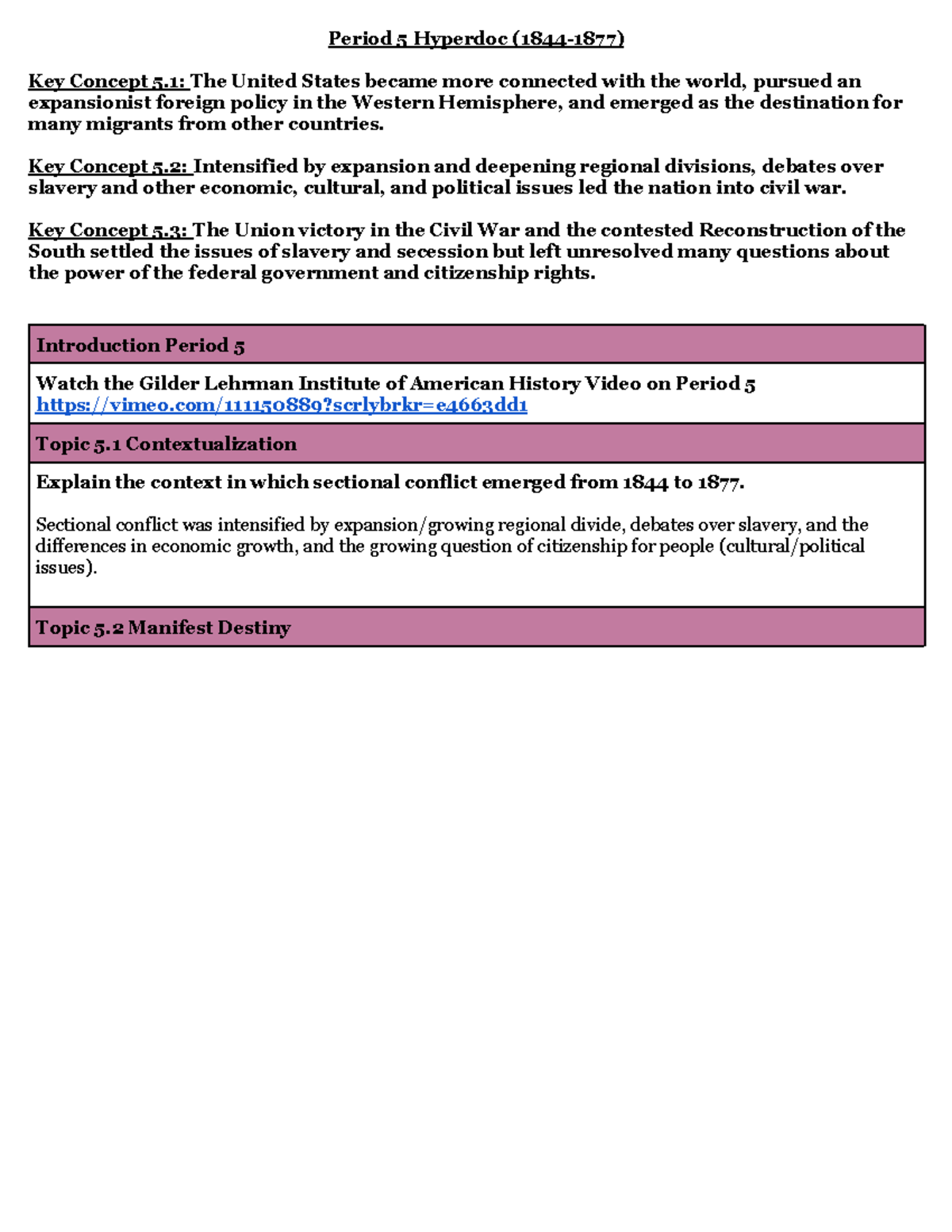 Period 5 Study Guide: Key Concepts and Events (1844-1877) - Studocu