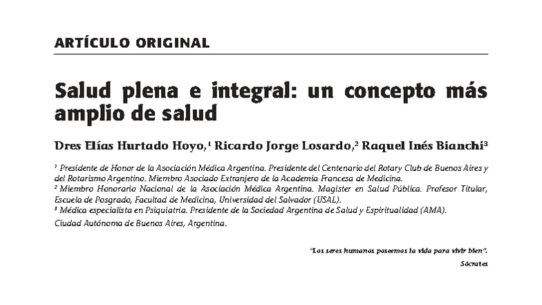 Salud Plena E Integral - 18 / Revista de la Asociación Médica Argentina ...