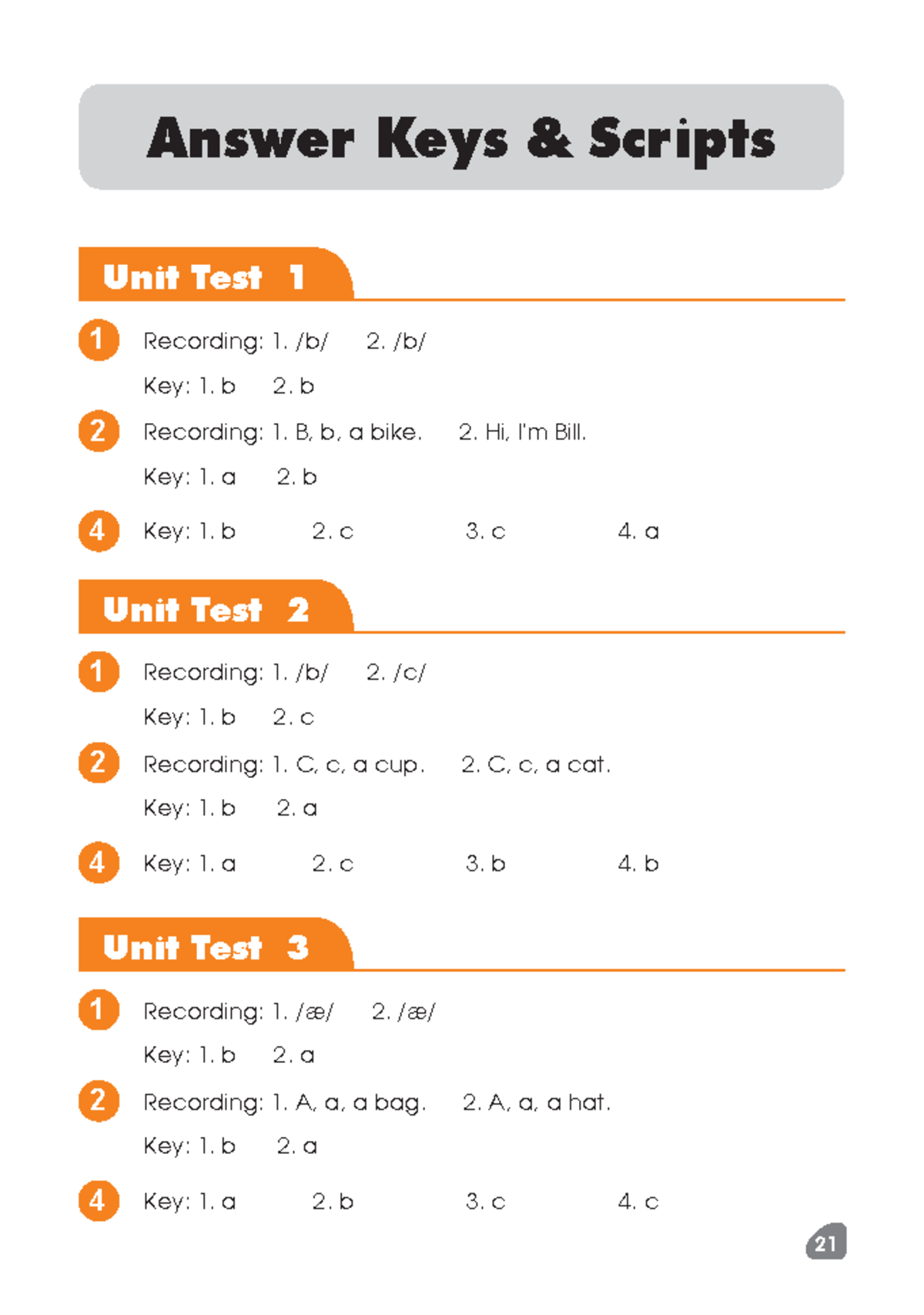 Answerkeys - Some example - 21 Answer Keys & Scripts Unit Test 1 Unit ...