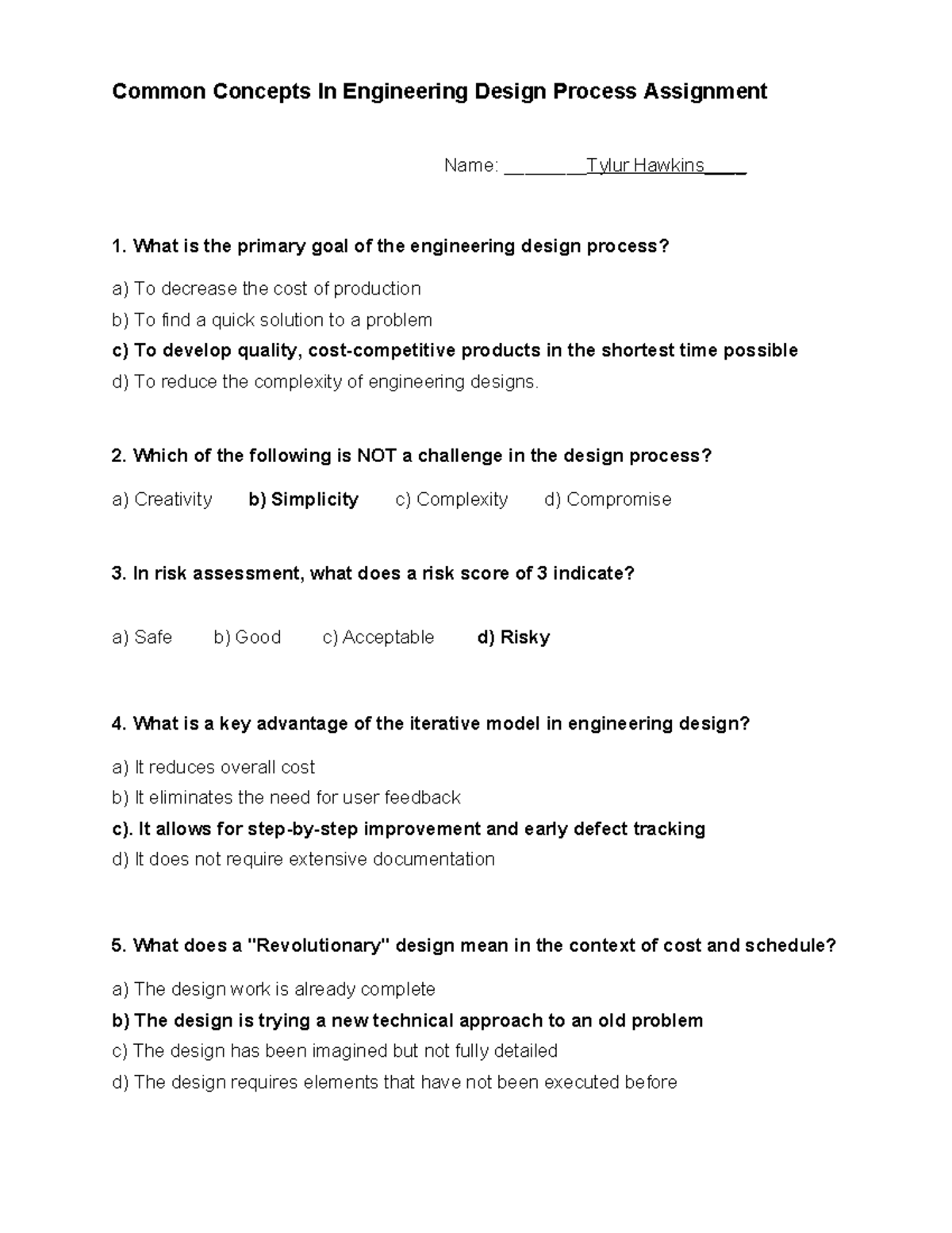 Common Concepts in Engineering Design Process Assignment (ENG 101 ...