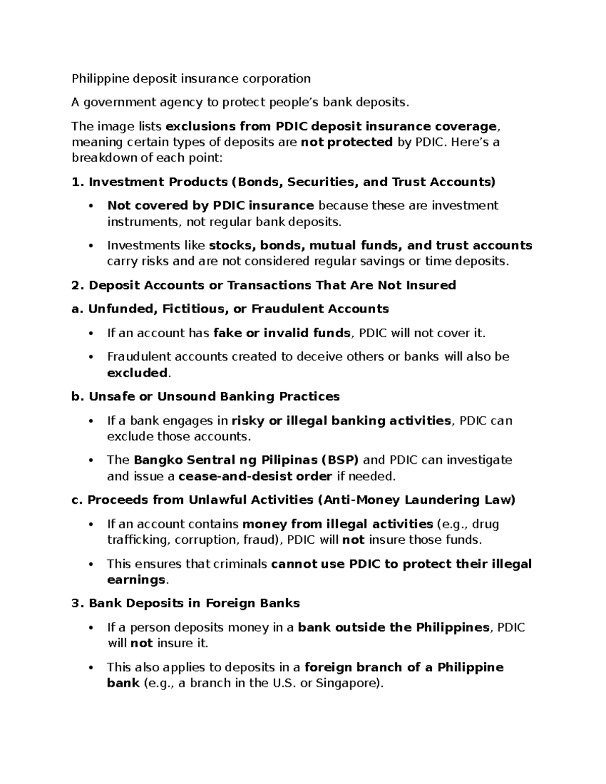 PDIC Coverage Exclusions: Understanding Deposit Insurance Limitations ...