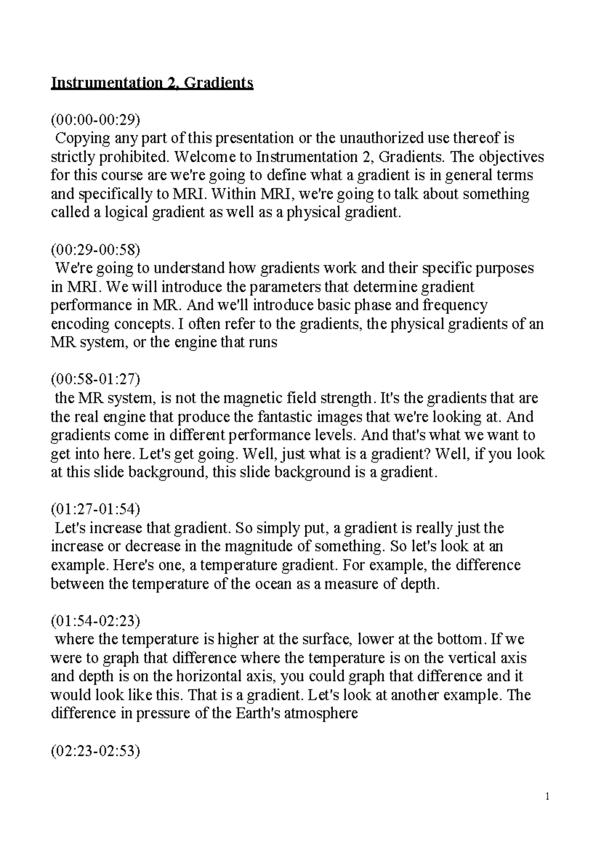 Instrumentation 2: Understanding MRI Gradients and Their Functions - Studocu