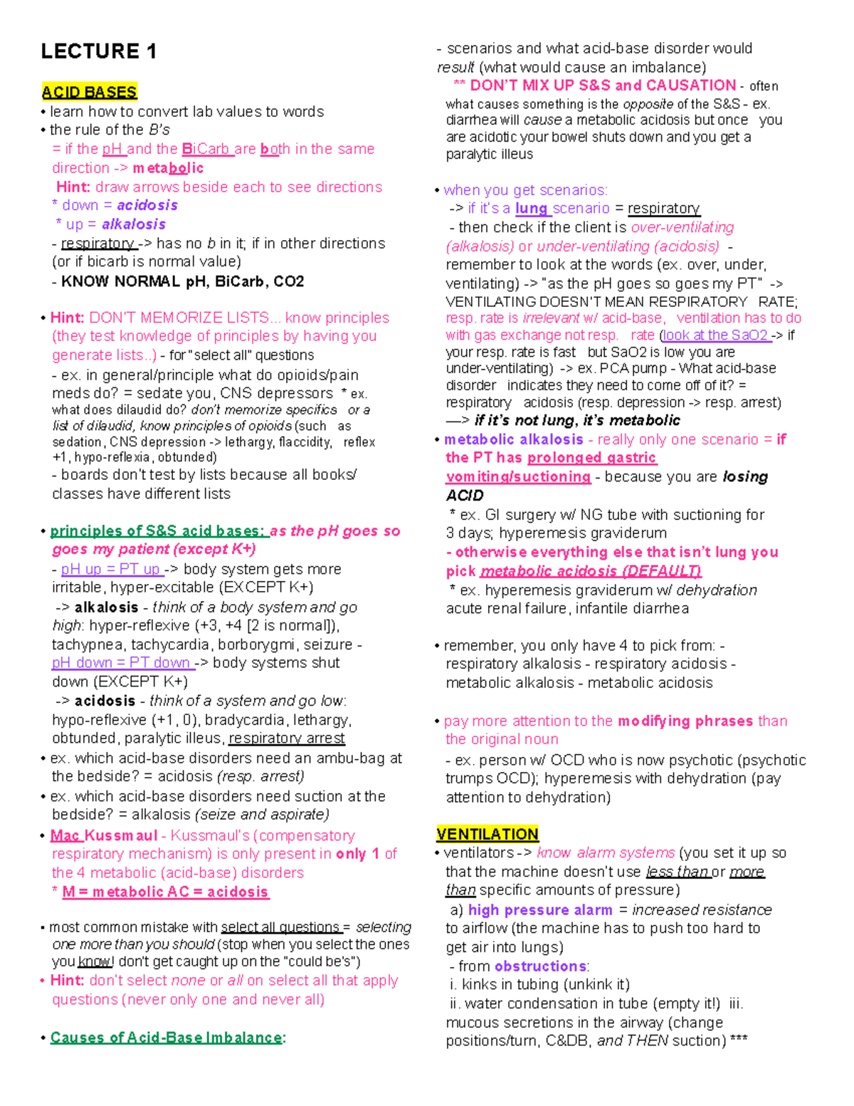 LECTURE 1: ACID-BASE BALANCE & LAB VALUES CONVERSION - NCLEX STUDY ...