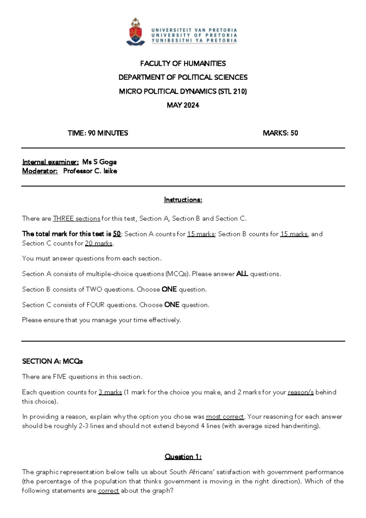STL210 Micro Political Dynamics - Semester Test May 2024 - FACULTY OF ...