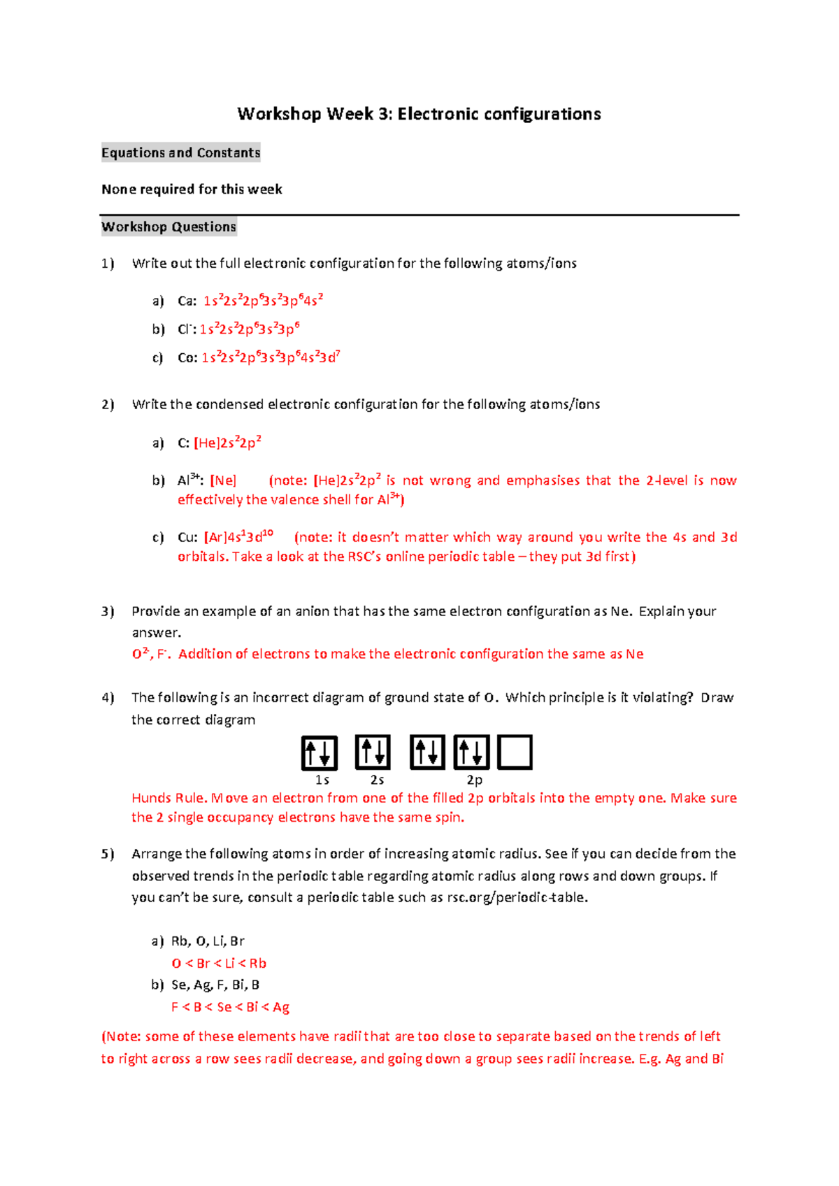 W3 Workshop: Electronic Configurations & Atomic Trends - Studocu