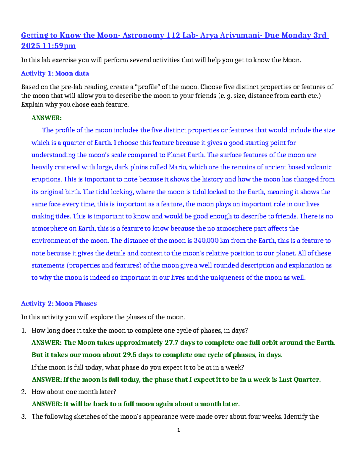 Getting to Know the Moon 2025-Astronomy 112 Lab - Getting to Know the ...